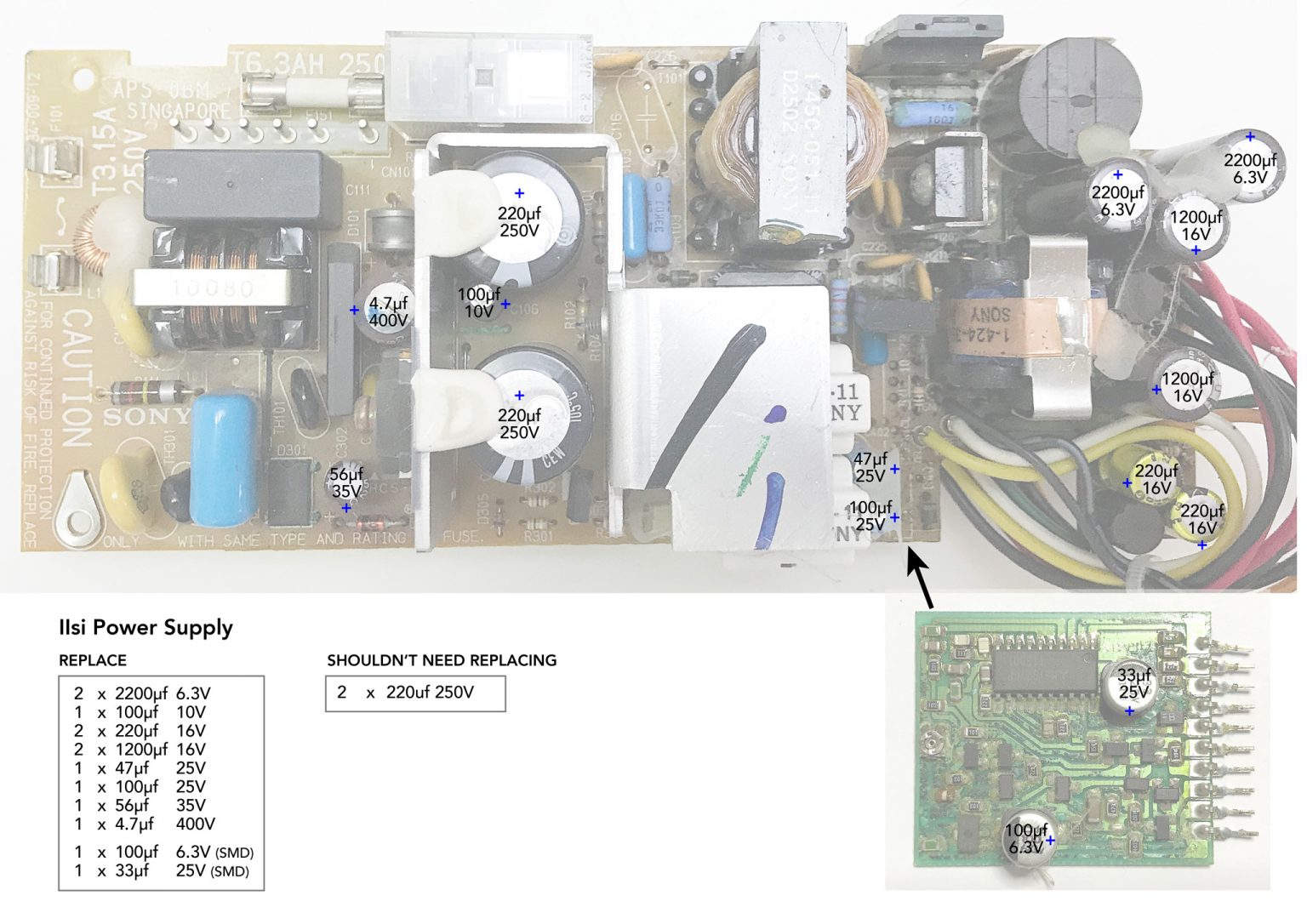 Macintosh IIsi Power Supply - Recap-a-Mac